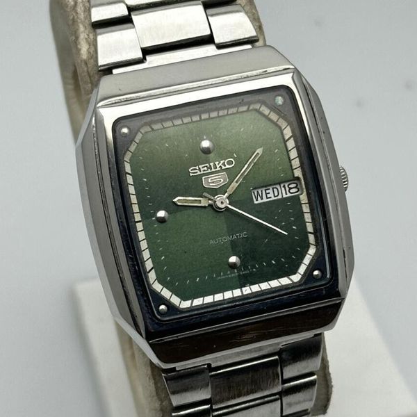 Rare Vintage Seiko 5 Automatic TV Shape Green Day/Date Japan Made Men's ...