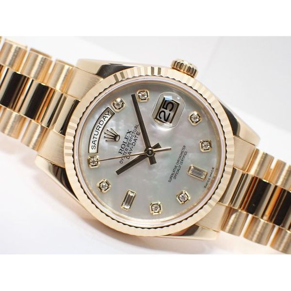 [Used] Rolex Day-Date 36MM YG White Shell Index Diamond 118238NA ...