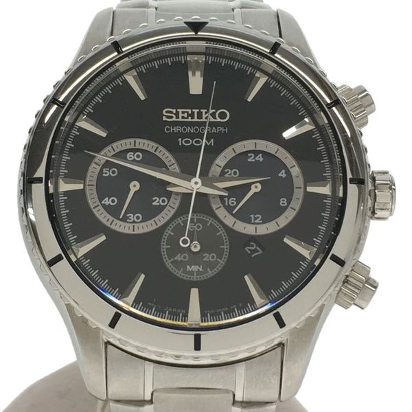 [Used] SEIKO Watch / Chronograph / Analog / Stainless Steel / BLK / SLV ...