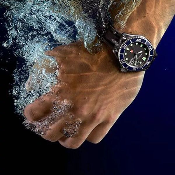 New Timex Black Mens Analogue Watch Deep Water Tiburon Automatic ...