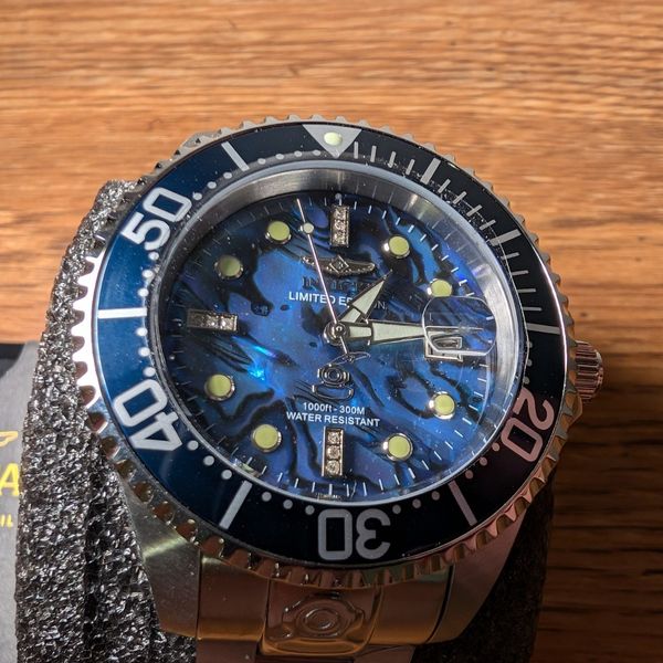 INVICTA GRAND DIVER #23983 Automatic Men's Watch Blue Abalone Dial NEW ...