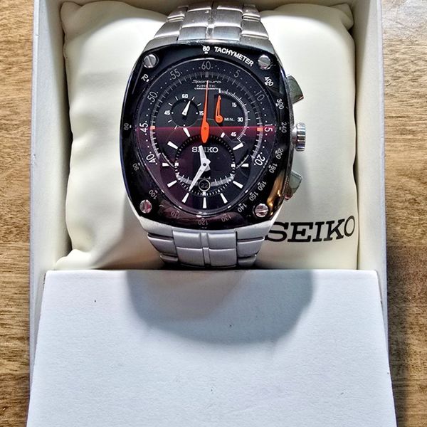 Seiko Men's Black Watch Seiko - Seiko Sportura Kinetic Chronograph ...