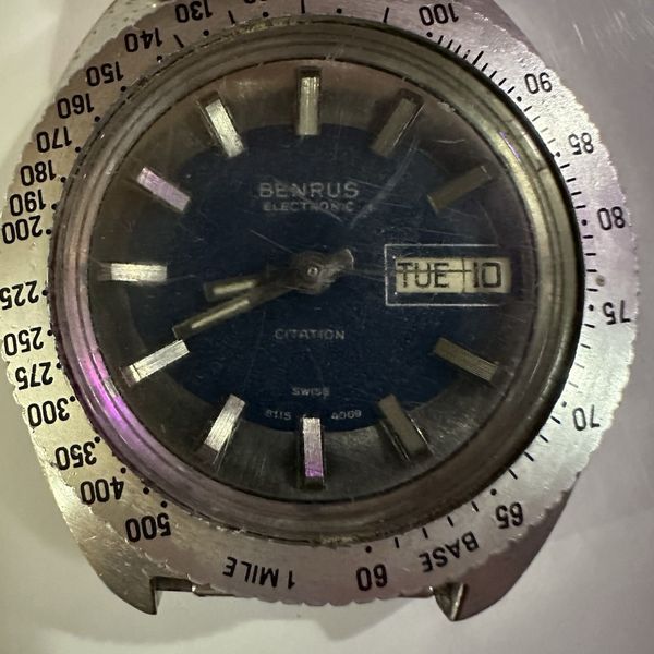 Men's Benrus Citation Electronic Stainless Steel Day/Date Wrist Watch ...