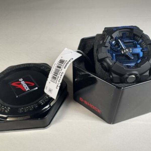 Casio G-SHOCK 5522 Men's Black & Metallic Blue GA-710B Watch ...