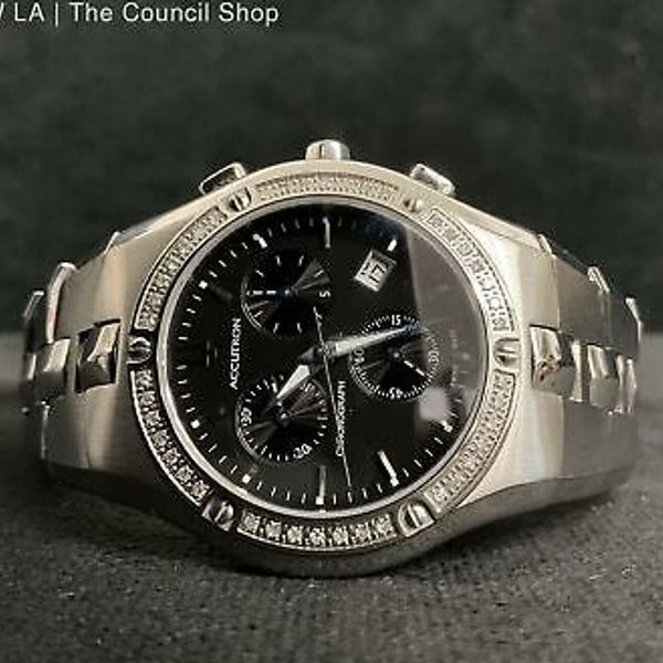 Bulova Accutron Lucerne 26E10 Men's Diamond Accent Chronograph Watch ...