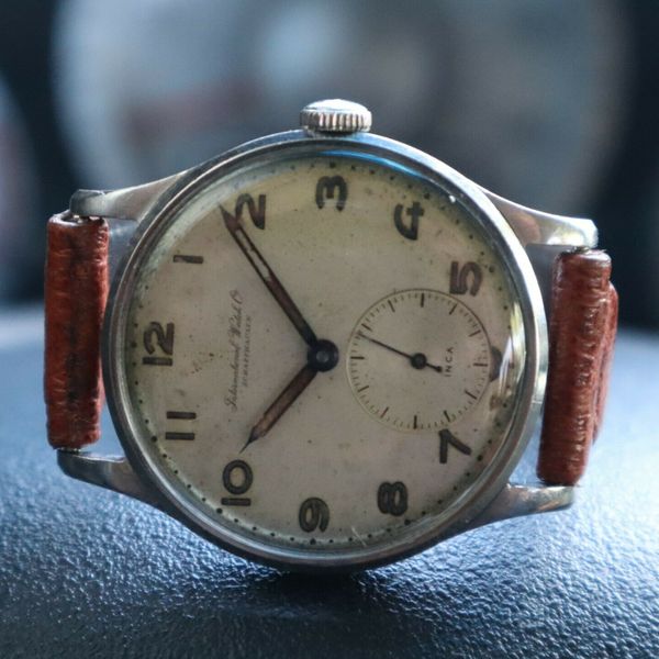 Vintage 1940s IWC Cal. 83 wristwatch. INCA radium military style dial ...