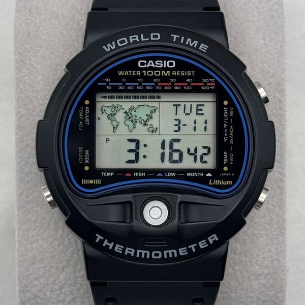 RARE VINTAGE CASIO TS-100 [815] World Time Thermometer Digital Watch ...