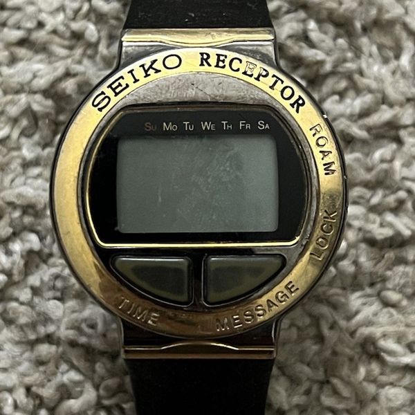 Seiko Receptor Message Watch Men's Gold Tone Digital Needs Battery ...