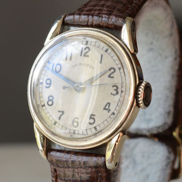 1944 WW2 era HAMILTON USA Wristwatch Cal. 987S Boy's Size 28mm 10K GF ...