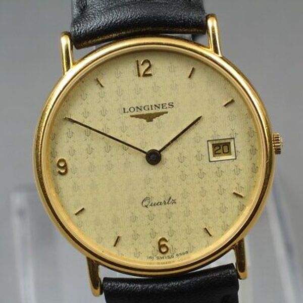 New Battery N MINT Vintage Longines 161 6598 Gold Men's QZ Watch From ...