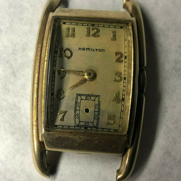 Vintage Men's Hamilton Men's Watch 14K Gold Filled Case Runs Fast Parts ...
