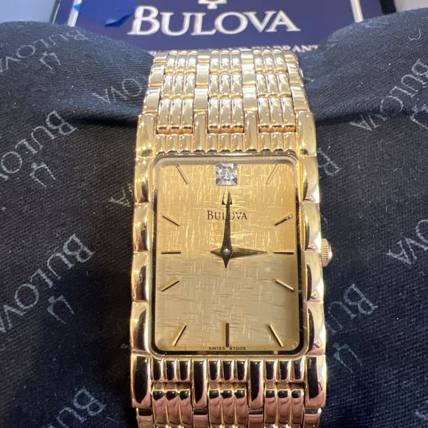 Bulova Mens Diamond and gold tone stainless steel water resistant watch ...