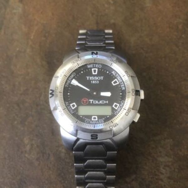 Tissot T-Touch Watch Men 41mm Black Dial Silver Tone Alarm Chronograph ...