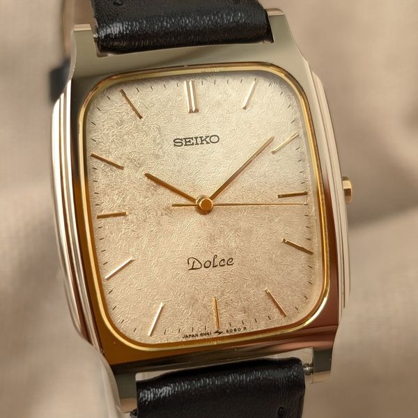 Beautiful! SEIKO Dolce 8N41-5070 Gold dial tank quartz Men's Watch ...