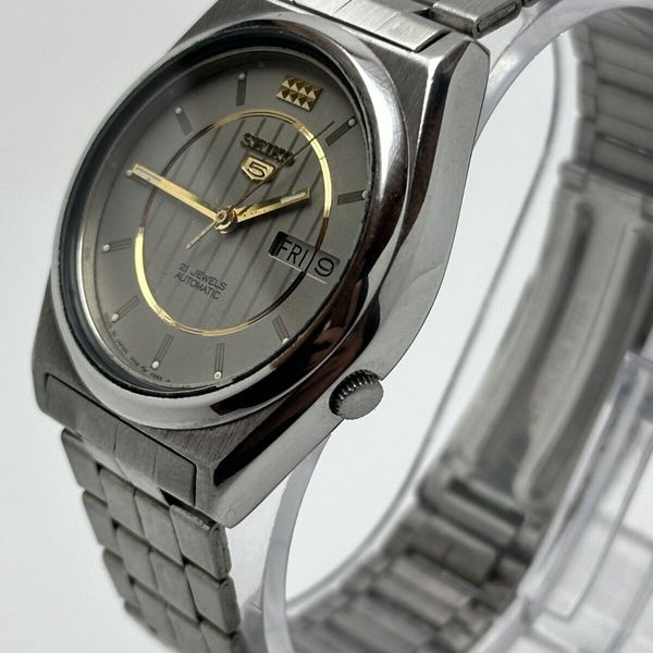 Vintage 1996 Seiko 5 Japan Automatic 7009 Day/Date Golden Gray Dial Men's Watch | WatchCharts ...