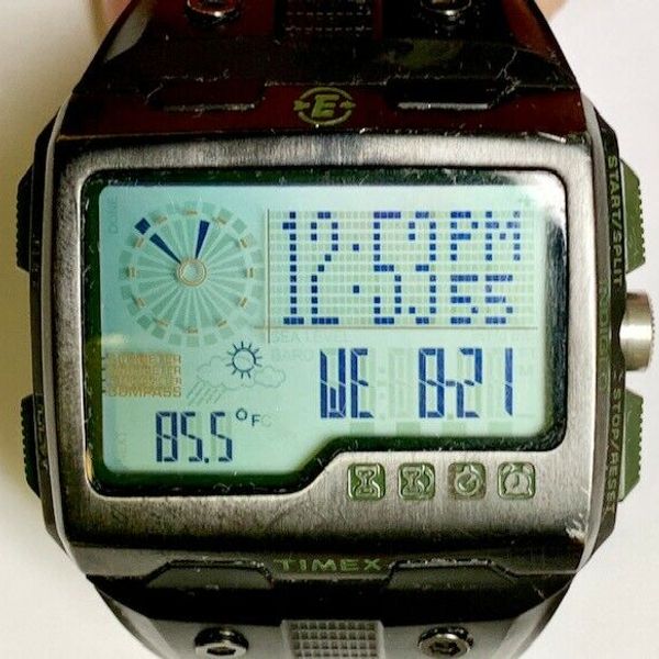 Timex Expedition WS4 Watch T49664 Black/Green Altimeter Compass ...