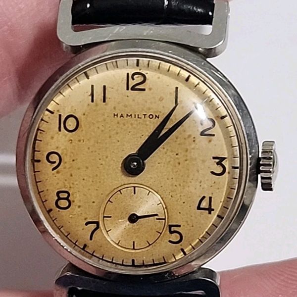 1940s Hamilton Clinton Art Deco Stainless Case Mechanical cal. 747 ...