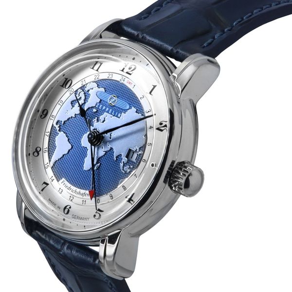 Zeppelin Friedrichshafen GMT Leather Strap Blue Dial Automatic 85963 ...