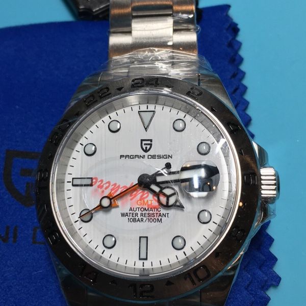 PAGANI DESIGN 42MM GMT AUTOMATIC SAPPHIRE 42MM WHITE DIAL EXPLORER ...