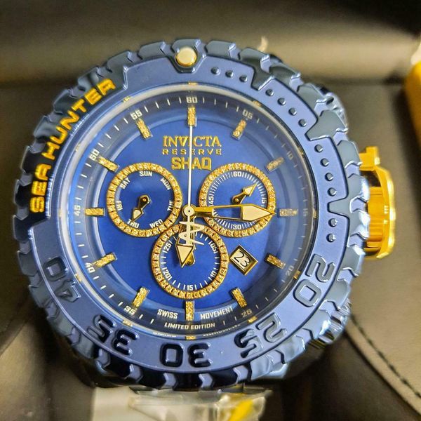 INVICTA Reserve SHAQ Mens Watch Blue Sea Hunter Ltd Ed Swiss DIAMOND ...
