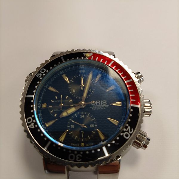 Oris 7599 Men Watch Titan Diver Chronograph 47mm Titanium Black Red ...