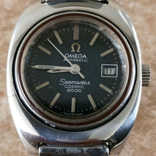OMEGA Seamaster COSMIC 2000 GREEN Spider Web Dial AUTOMATIC 26mm Ladies ...