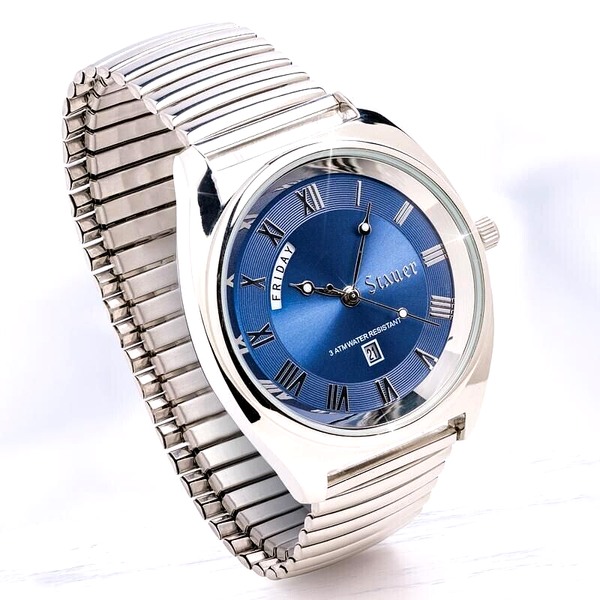 Stauer Designer Flex Mens Watch Vintage Quartz Flexible Stainless Steel ...