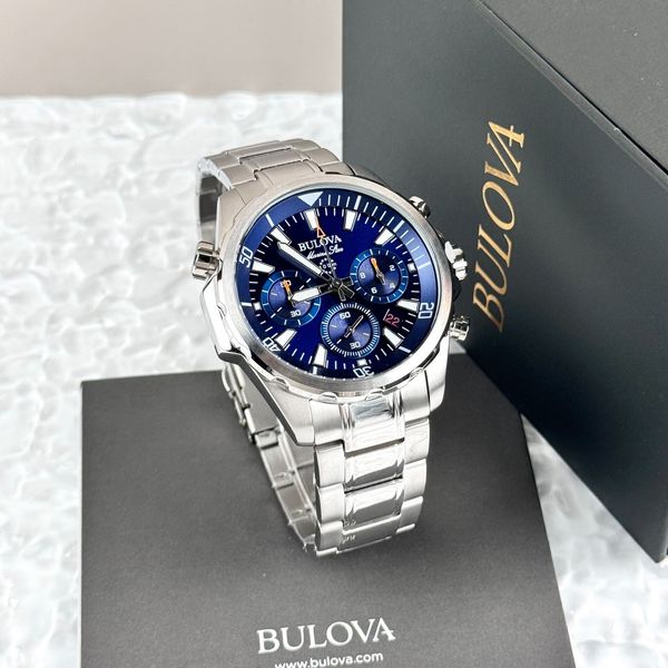 Bulova Men's Marine Star 43MM Blue Dial 6-Hand Chronograph Quartz Watch ...