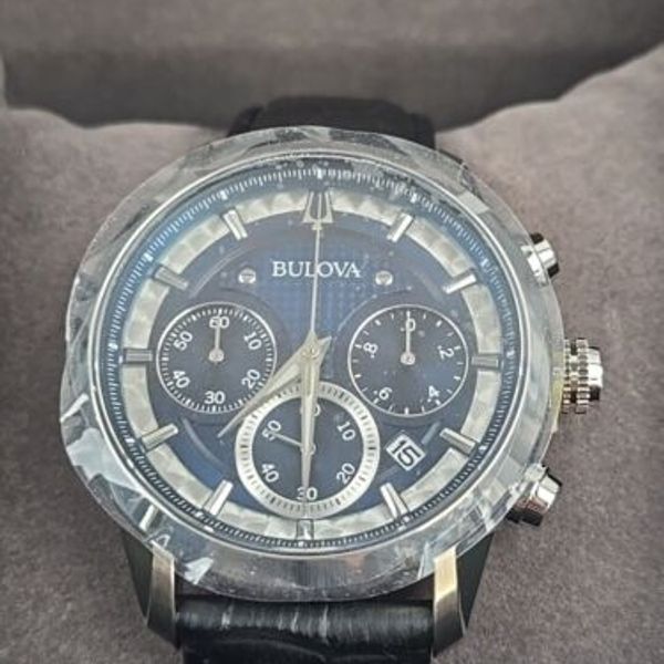 Bulova Sutton Men Chronograph Blue Dial Stainless Steel Quartz Watch W ...