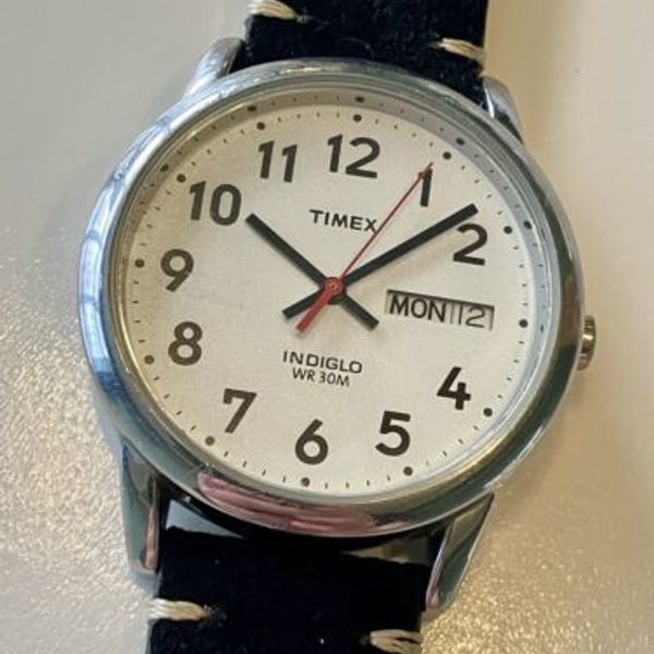 Timex Indiglo Mens Watch with Day & Date Model: T20041 Black 18mm ...