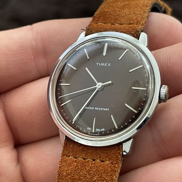 Vintage 1977 Menâ s TIMEX 35MM Marlin Hand Wind Watch Dial England ...