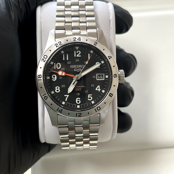 New Seiko 5 Sports Automatic GMT Black Dial Steel Bracelet Watch SSK023 ...