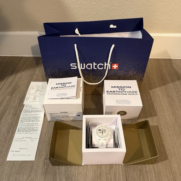 SWATCH x OMEGA Mission To Earthphase Moonshine Gold COLD MOON New With ...