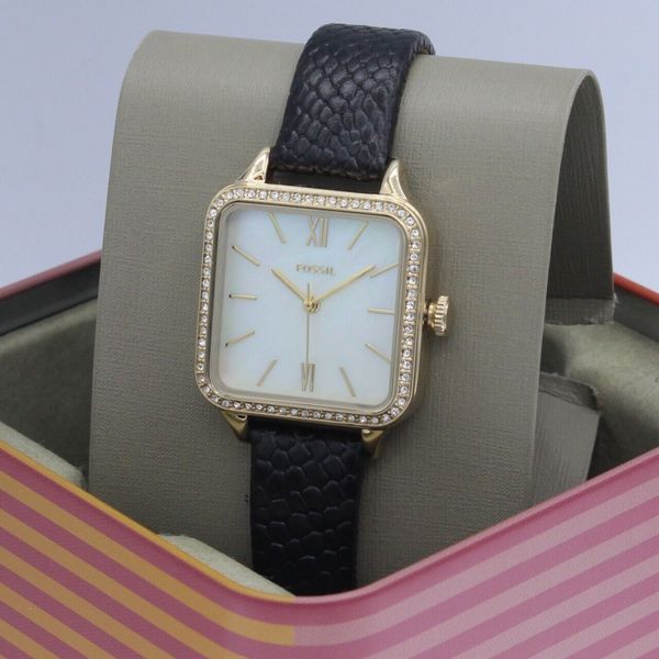 NEW AUTHENTIC FOSSIL COLLEEN CRYSTALS GOLD BLACK MOP DIAL WOMEN'S ...