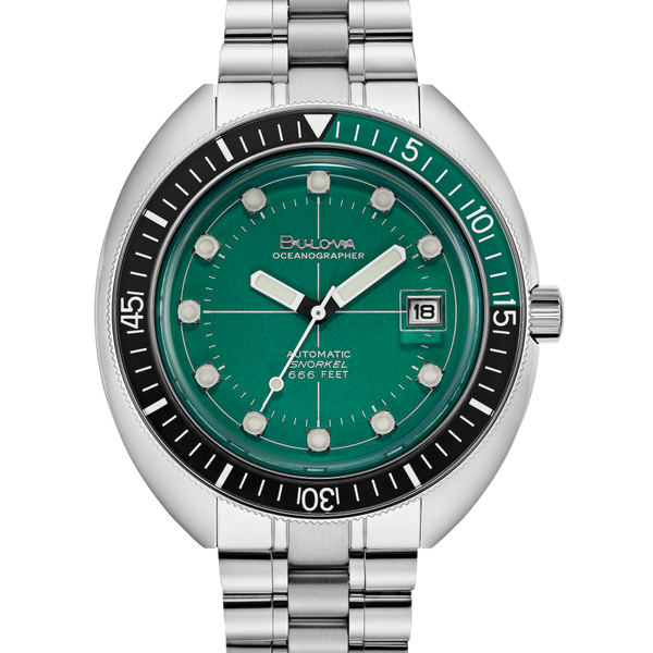 Bulova Devil Diver 96B322 Green Dial Stainless Steel 44mm Automatic Men ...