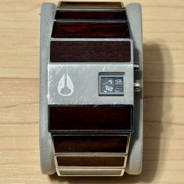 Nixon The Rotolog Direct Time Technology Dark Wood Grain Analog Mens ...