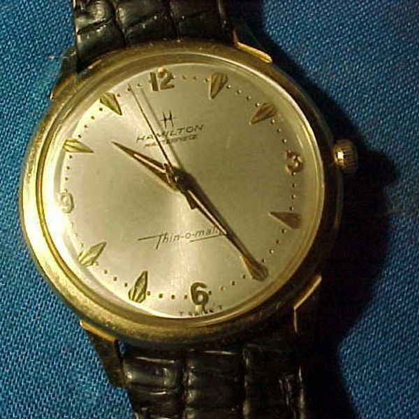Orig 1960s HAMILTON Masterpiece THIN O MATIC WRISTWATCH w 10K GOLD Case ...