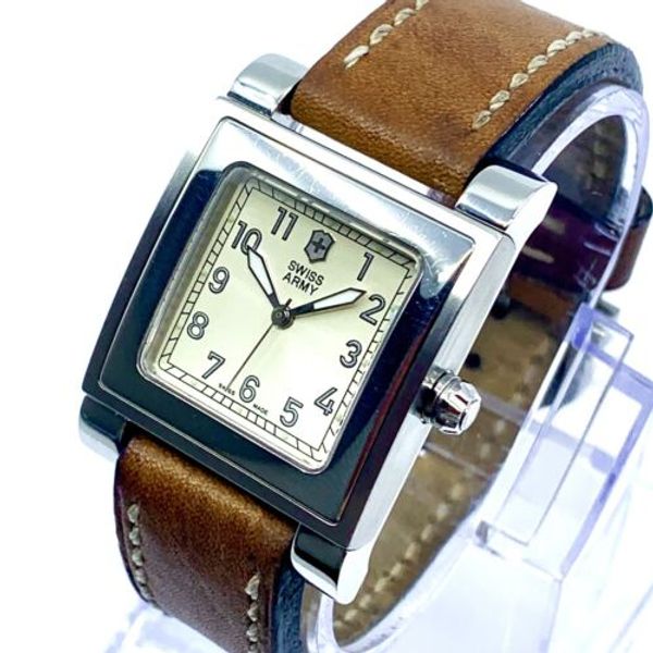 28mm Ladies Victorinox 24120 Cavalier Sapphire Crystal Square Swiss ...