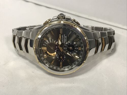 Seiko Men's Coutura Two-Tone Stainless Radio Sync Solar Watch - SSG010 ...