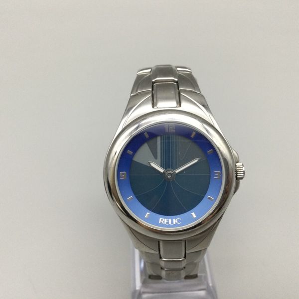 Relic Animated Watch Unisex Silver Tone Round Blue Dial New Battery 7. ...