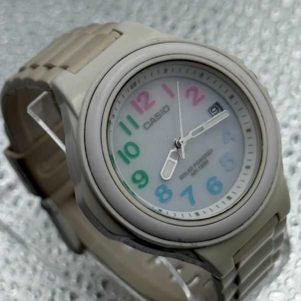 Casio LX-S700H Solar Analog 40mm White Resin Watch | WR 100M | Rainbow ...