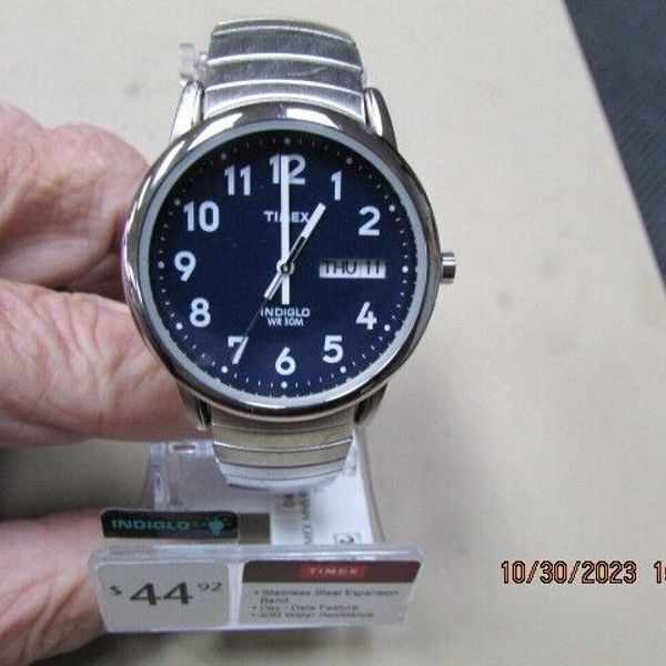 Timex Men t20031wf Easy Reader Blue Dial Stainless Expansion Band ...