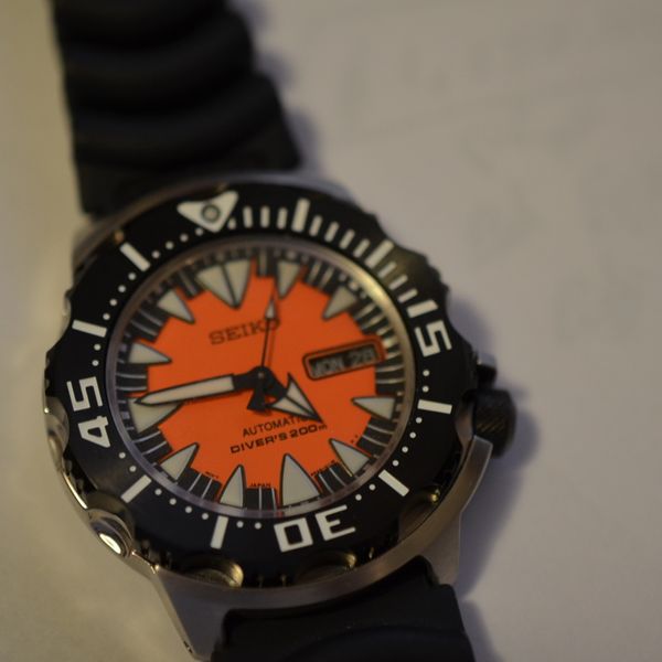 Seiko Monster Orange / Black Dial on Rubber F/S | WatchCharts