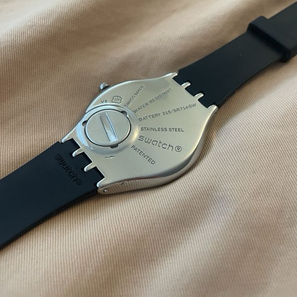 Swatch Skin Irony SYXS121 Stainless Steel Watch Black Rubber Strap ...