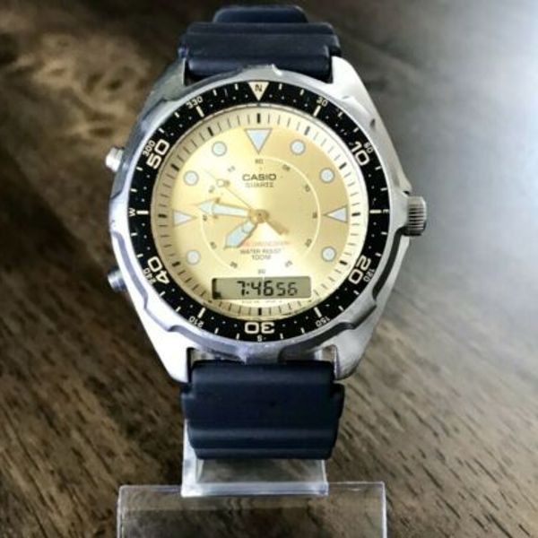 1996 Vintage Casio AMW-320D Analog / Digital 100M Quartz Diver Watch ...