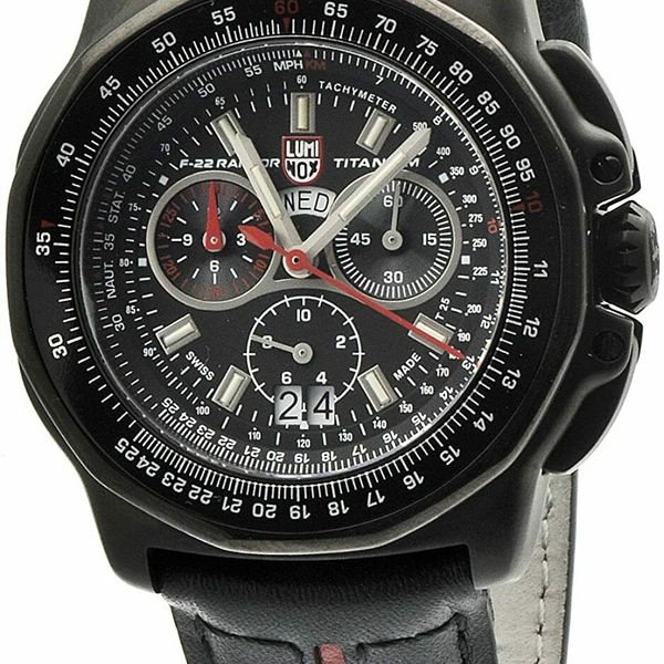 Luminox F22-Raptor 9278 Men's 48mm Chrono Titanium Leather Strap Quartz ...