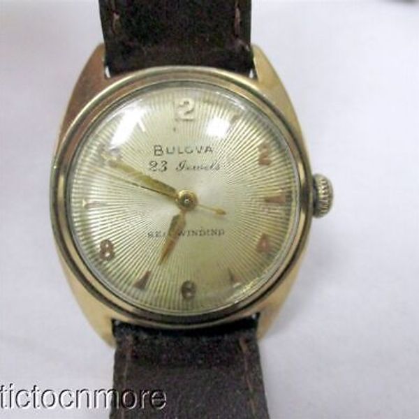 VINTAGE BULOVA 23 JEWEL SELFWINDING AUTOMATIC WATCH FLUTED DIAL SPIKED ...