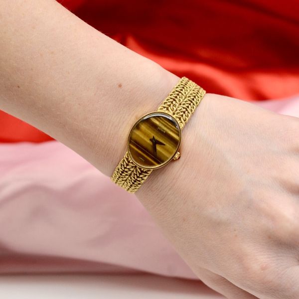 Ladies' Chopard 18K Yellow Gold watch with Tiger's Eye stone dial Ref ...