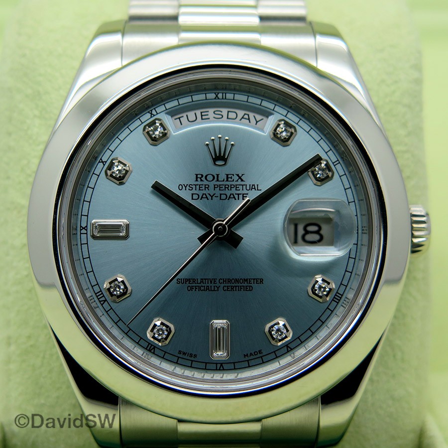FS: Rolex 218206 PLATINUM 41MM DAY DATE II-GLACIER DIAMOND DIAL-RANDOM ...