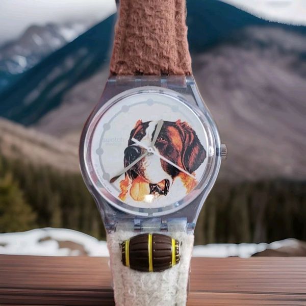 Vintage 1994 SWATCH Swiss Wristwatch Watch St. Bernard Dog Original ...